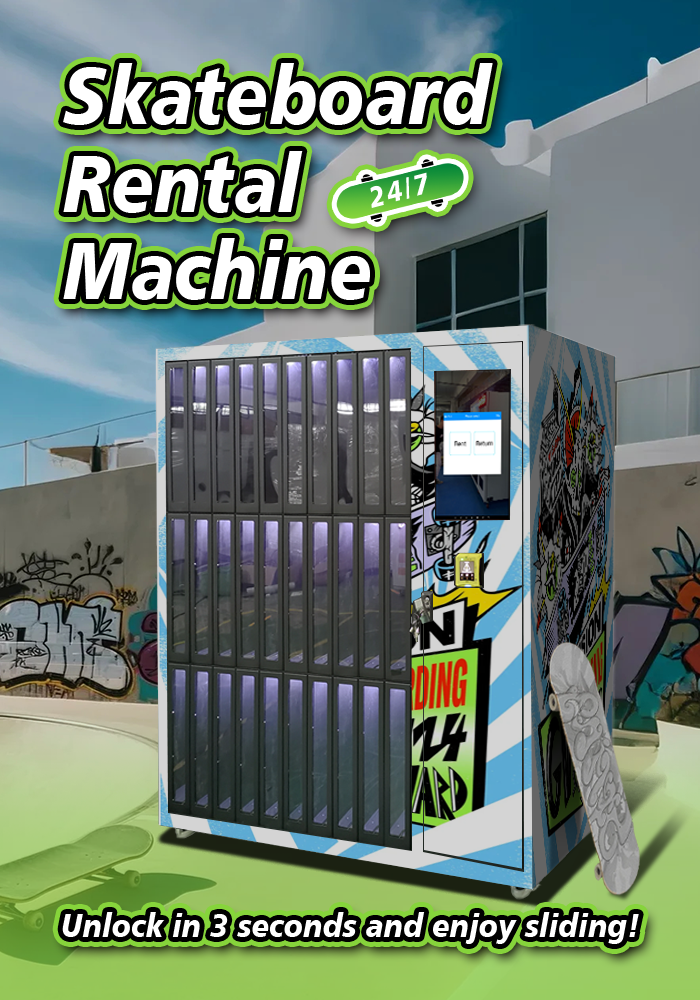 Street-ready Self-service Skateboard Rental Machine with Card Reader