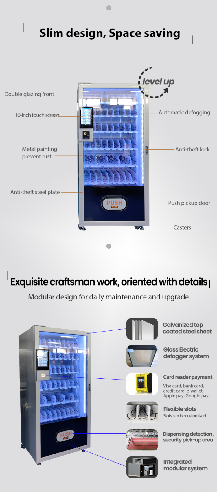 Small Snacks and Drinks Vending Machine with Touchscreen