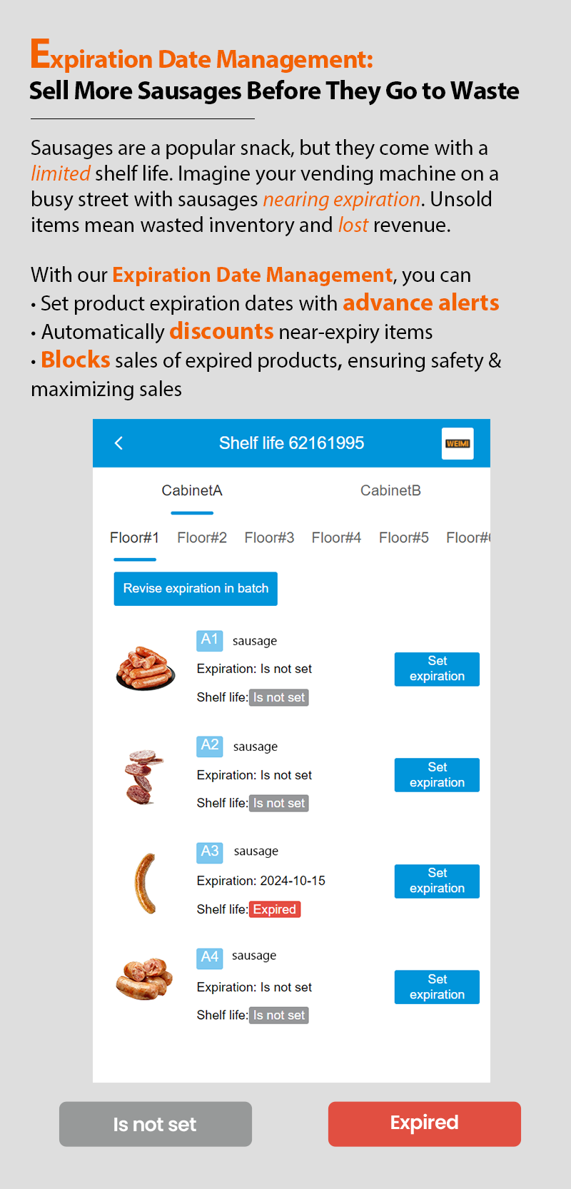 German Bratwurst Sausage Vending Machine Shelf Life Control