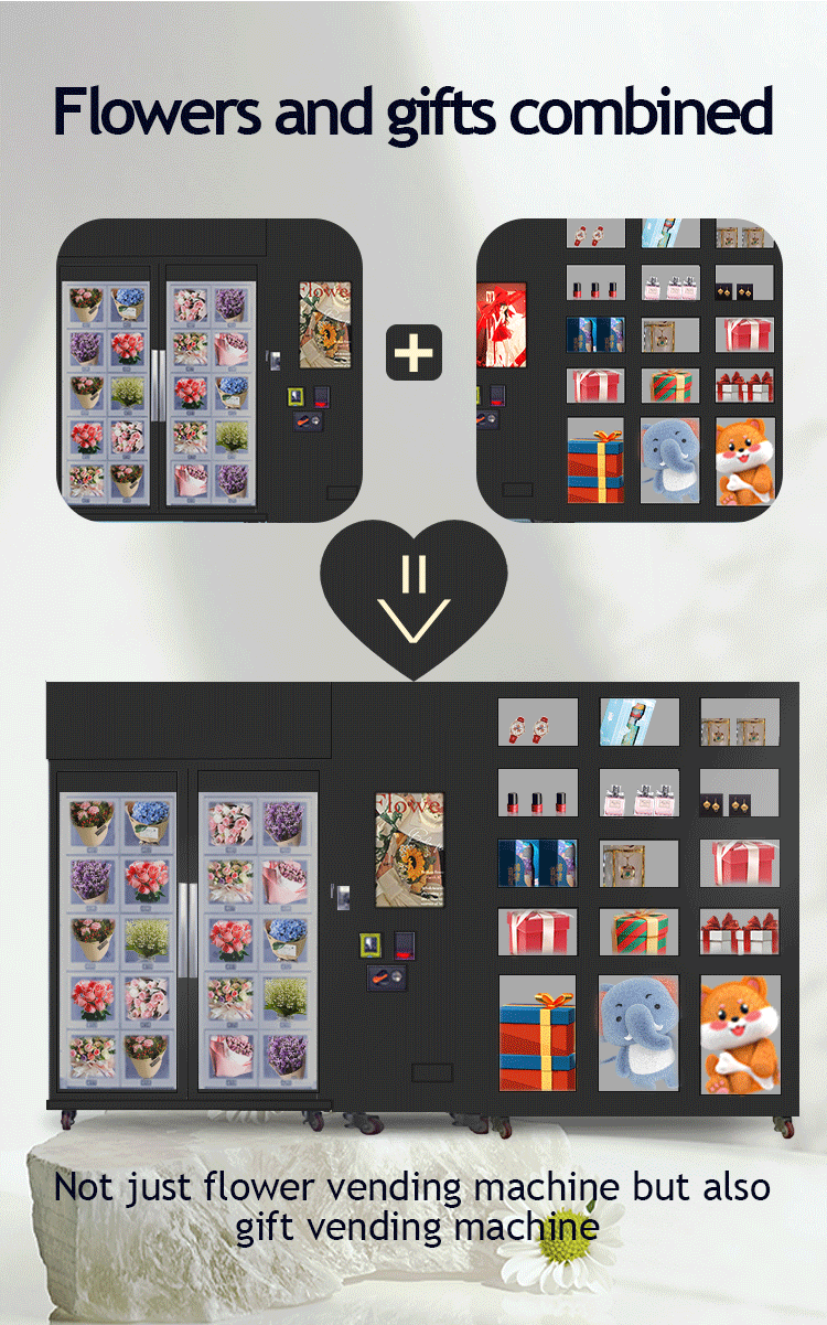 flower and gift vending machine with cooling system